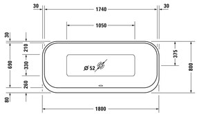 Duravit Happy D.2 Plus - Vana volně stojící, 180x80 cm, bílá, 700453000000000