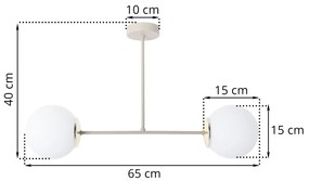 Stropní svítidlo Florence, 2x bílé skleněné stínítko, be/g