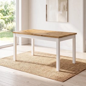 Rozkládací jídelní stůl PARMA | 120x80 cm | masiv buku + LDT 36 mm s ABS hranou | KVALITNÍ ZPRACOVÁNÍ | bílá/dub wotan