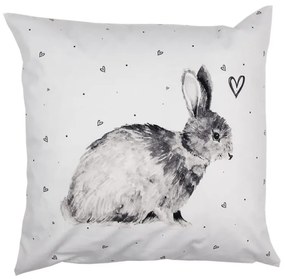 Černo-bílý povlak na polštář s motivem zajíčka Bunnies in Love – 45x45 cm