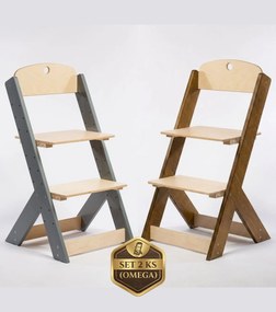 Lucas Wood Style - rostoucí židle OMEGA III zvýhodněný set 2 ks - šedá +  kaštan