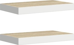 Plovoucí nástěnné police 2 ks dub a bílé 50 x 23,5 x 3,8 cm MDF 326574