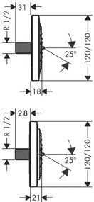 Hansgrohe PuraVida Boční sprcha 100 1jet 28430400