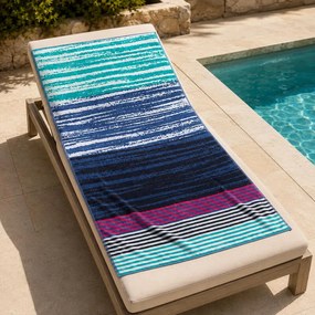 SCANquilt plážová osuška VELUR atlantic modrotyrkysová 100 x 180 cm