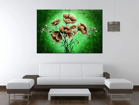 Gario Ručně malovaný obraz Hnědé květiny Rozměry: 120 x 80 cm