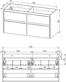 Mereo Mereo, Opto, koupelnová skříňka s keramickým umyvadlem 121 cm, CN943
