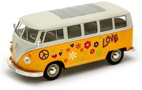 Welly Volkswagen T1 Bus (1963) 1:24 Love & Peace oranžový
