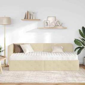 Rohový rám postele Krémová 80 x 200 cm textil 3394035