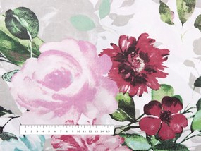Biante Bavlněný povlak na polštář s lemem Sandra SA-220 Velké růžové květy 30 x 50 cm