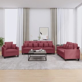 3dílná sedací souprava s polštáři vínová textil 3201638