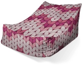 Sablio Sedací vak Lounge Tříbarevné růžové pletení - 80 x 95 x 50 cm