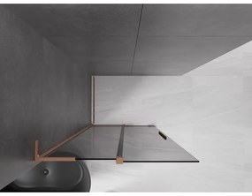 Mexen Velar L, posuvná sprchová zástěna Walk-in 100 x 200 cm, 8mm šedé sklo, měděná matná, 871-100-003-43-65
