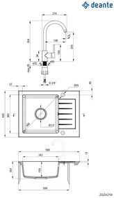 Deante Dřez Zorba s dřezovou baterií, granit -  pískový