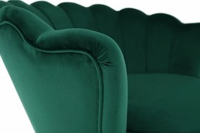 Křeslo ve stylu Art-deco, smaragdová Velvet látka / gold chrom-zlatý, NOBLIN