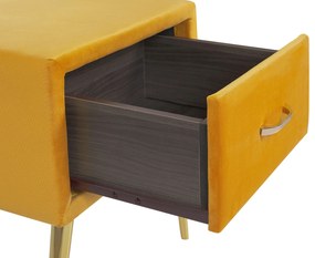 Noční stolek žlutý sametový FLAYAT Beliani