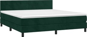 Box spring postel s matrací a LED tmavě zelená 180x200 cm samet 3134300