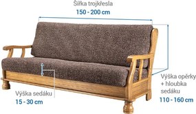 Bielastické potahy VITTORIA hnědá trojkřeslo s dřevěnými rukojeťmi (š. 150 - 200 cm)