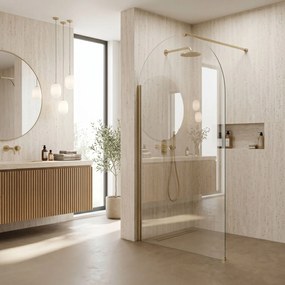 Bezrámová sprchová zástěna REA HEAVEN GOLD BRUSH 90 cm, zlatá kartáčovaná/transparent - bez vaničky