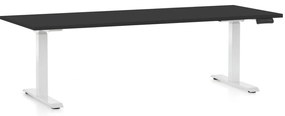 Výškově nastavitelný stůl OfficeTech D, 200 x 80 cm, bílá podnož, černá