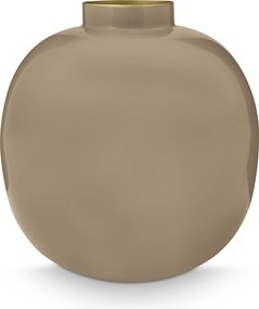 Pip Studio kovová váza 23cm, šedo hnědá (Střední kovová váza Metal Khaki 23cm se smaltovaným povrchem)