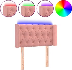 Čelo postele s LED růžové 83 x 16 x 78/88 cm samet 3123607