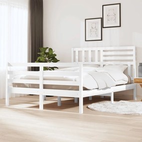 Rám postele bílý masivní dřevo 140 x 200 cm,  3101089