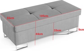 Eka Podnožka WILIAM 105 cm Barva látky: Černá (Kronos 07)