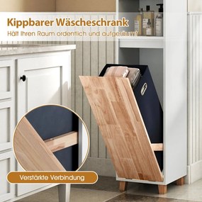 Costway Koupelnová skříňka s košem na prádlo a 2 otevřenými přihrádkami dřevěná