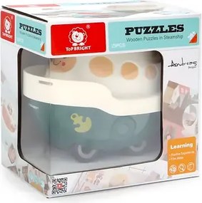 TOP BRIGHT Dřevěné puzzle s hračkou Loď / 24 dílků