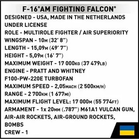 COBI 5893 Armed Forces F-16 AM Fighting Falcon / 500 kostek / 1 figurk