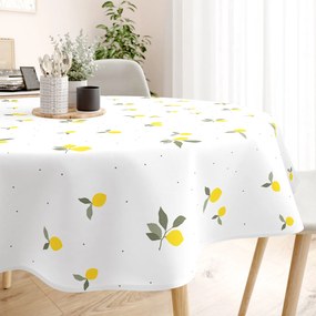 Goldea kulatý ubrus 100% bavlněné plátno - citrony Ø 150 cm