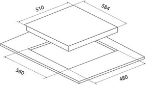 MPM MPM-60-GMH-19 / Plynová varná deska / 60 cm / Skleněný panel