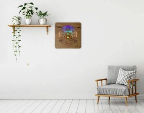 Li-Go "Čakry" světelný obraz s baterií 42x42 cm včetně dálkového ovládání provedení povrchu: dub světlý