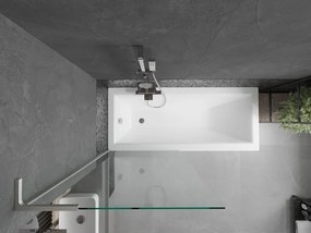 Mexen Next L, 1-křídlová vanová zástěna 80 x 150 cm, transparent, 6mm čiré sklo, profil broušená ocel, 895-080-000-03-00-97