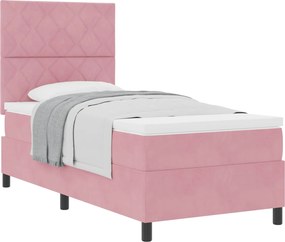Postel s boxspringem s čelo Růžová 100 x 200 cm samet 3339883