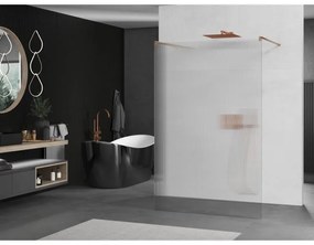 Mexen Kioto, sprchová zástěna Walk-In 100 x 200 cm, 8mm sklo s žebrovým vzorem, měděný matný profil, 800-100-002-65-09