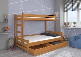 ADRK Furniture Třílůžková patrová postel s matracemi BENITO 200x80