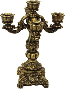 Zlatý antik barokní svícen na 5 úzkých svíček Baroque - 24*24*34 cm