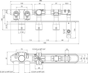 Sapho sprchová baterie podomítková termostatická s držákem ruční sprchy 2 výstupy chrom MB623
