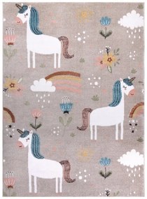 Dywany Łuszczów Dětský kusový koberec Fun Unicorn with rainbow beige ROZMĚR: 160x220