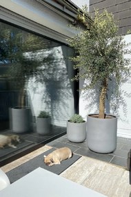 Květináč CHICO, sklolaminát, průměr 40 cm, beton design šedý