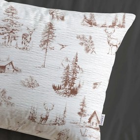 Krepový povlak na polštář Divoká příroda - hnědý Velikost: 70 x 90