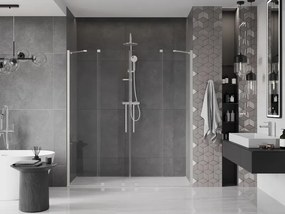 Mexen Velar Duo, posuvné sprchové dveře do otvoru 180 cm, 8mm čiré sklo, broušená ocel, 871-180-000-02-97
