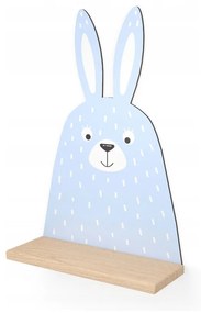 Like IT Nástěnná dřevěná polička králík 48x31,5x11,5cm modrá
