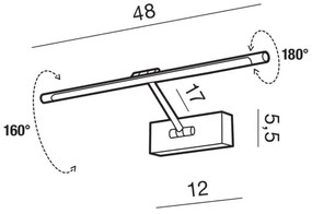 LED nástěnné svítidlo Davinci 48 černá matná