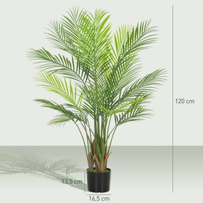 HOMCOM Umělá pokojová rostlina 120 cm, umělý palmový strom s plastovým květináčem a flocováním, Zelená