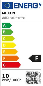 Mexen Vintis, LED filamentová žárovka E27, A60, 10 W, teplá bílá 2700K, jantarová, L150-E27-1027-50