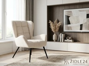 Relaxační křeslo ušák LIKAM - béžová látka