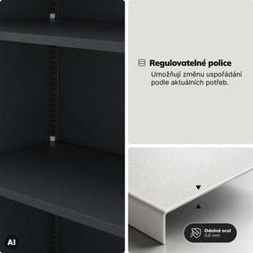 Kovová skříň s úložným prostorem antracitová/ořech, 900x1850x450 mm: TOMASZ Eco Design