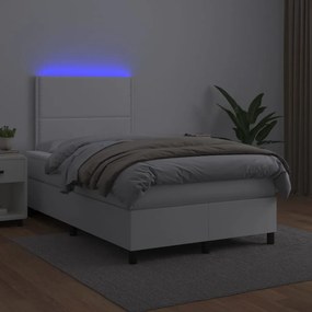Box spring postel s matrací a LED bílá 120x200 cm umělá kůže 3135874